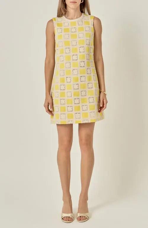 English Factory Crochet Patchwork Minidress - Yellow Multi