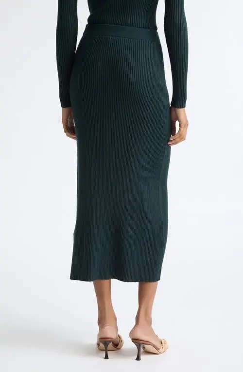 Zimmermann Valiant Merino Wool Ribbed Skirt - Bottle Green