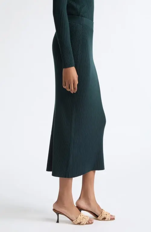 Zimmermann Valiant Merino Wool Ribbed Skirt - Bottle Green
