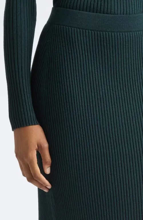 Zimmermann Valiant Merino Wool Ribbed Skirt - Bottle Green