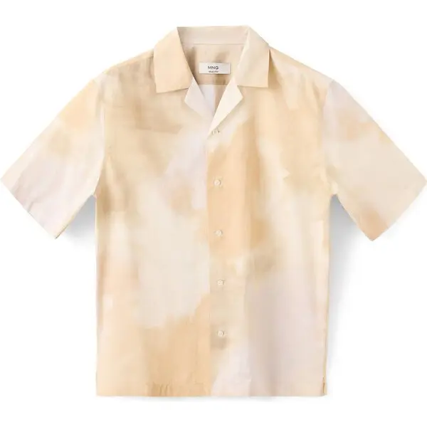 Mango Abstract Print Short Sleeve Button-up Shirt