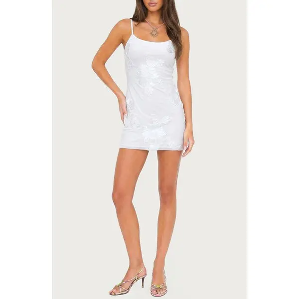 EDIKTED Embroidered Floral Mesh Minidress