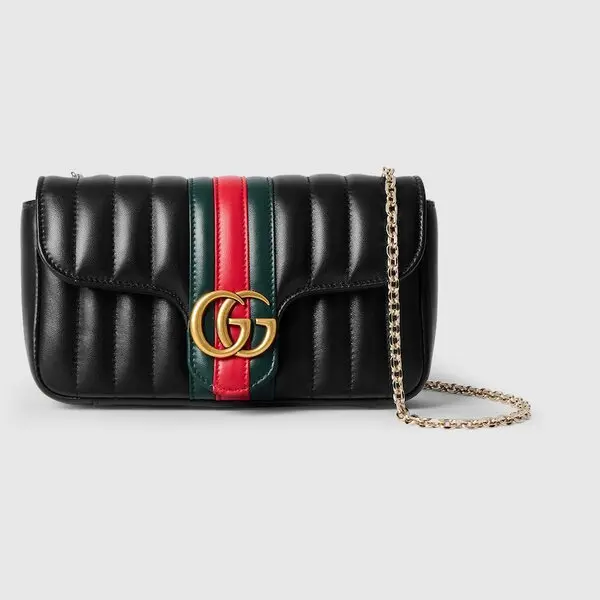 Gucci Gg Marmont Small Shoulder Bag In Leather - Black
