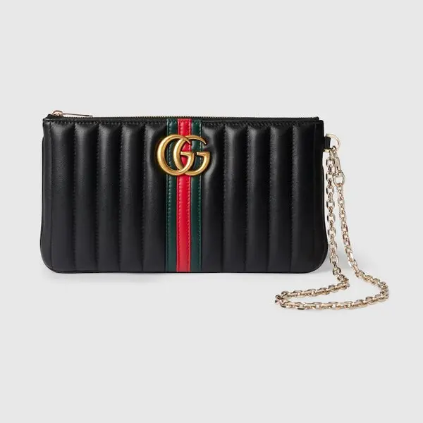 Gucci Gg Marmont Pouch With Strap Leather
