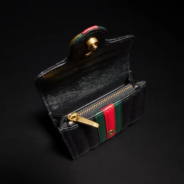 Gucci Gg Marmont Bi-fold Card Case Leather