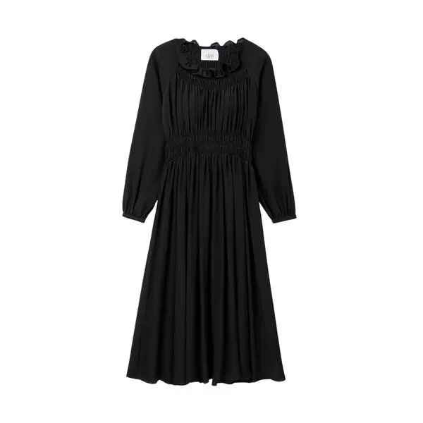 DĀL THE LABEL Signature Silk Shirred Midi Dress