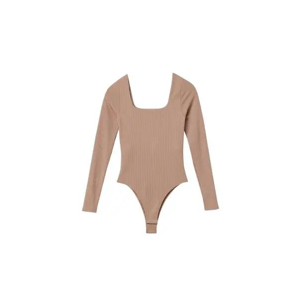 DĀL THE LABEL Neutrals Ribbed Long Sleeve Bodysuit