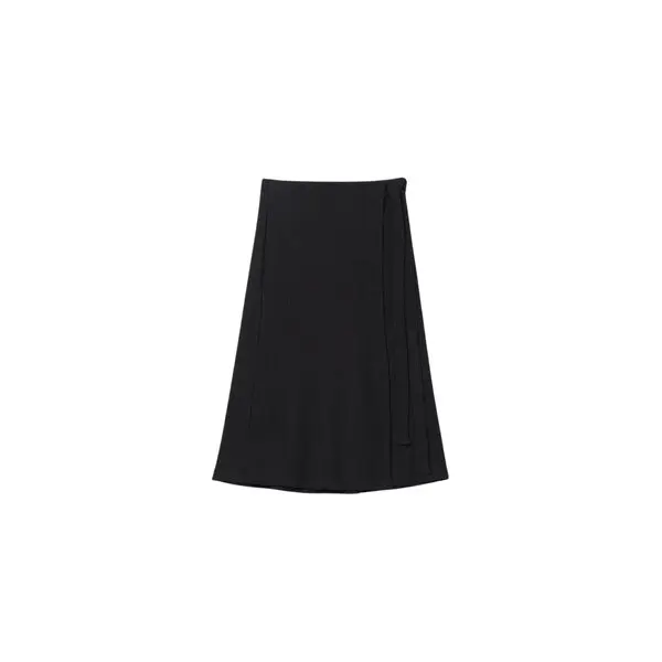 DĀL THE LABEL Modal Rib Knit Wrap Midi Skirt