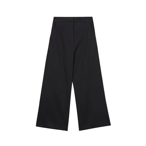DĀL THE LABEL Cotton Twill Cropped Wide-leg Pants