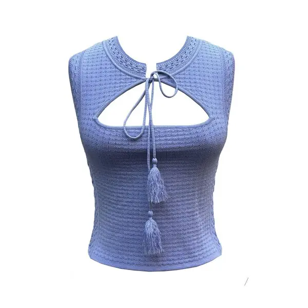 DIANA MOYA ATELIER Sleeveless Crewneck Top With Lace-up Detail