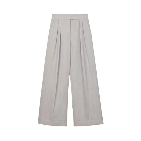 DĀL THE LABEL Wool Blend Pleated Wide Leg Trousers