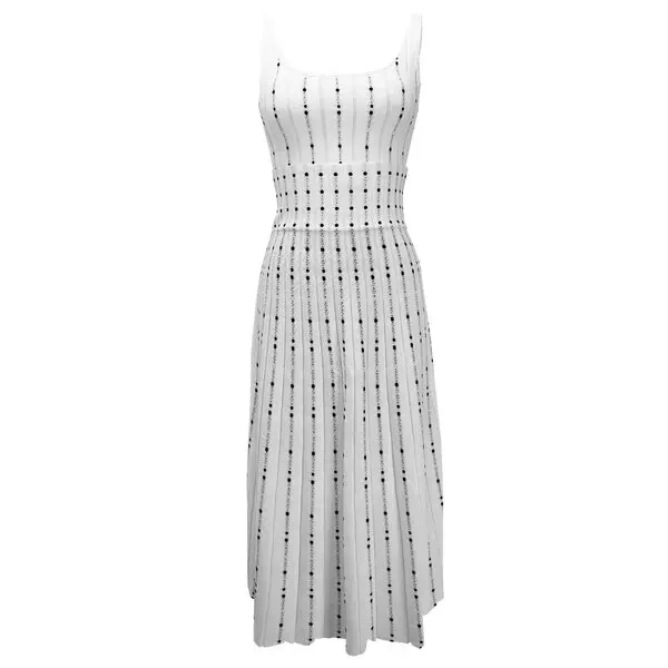 DIANA MOYA ATELIER White And Black Patterned Midi Dress