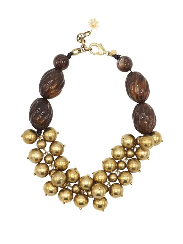 SITA NEVADO Two-tone Beaded Resin And Brass Necklace - Gold