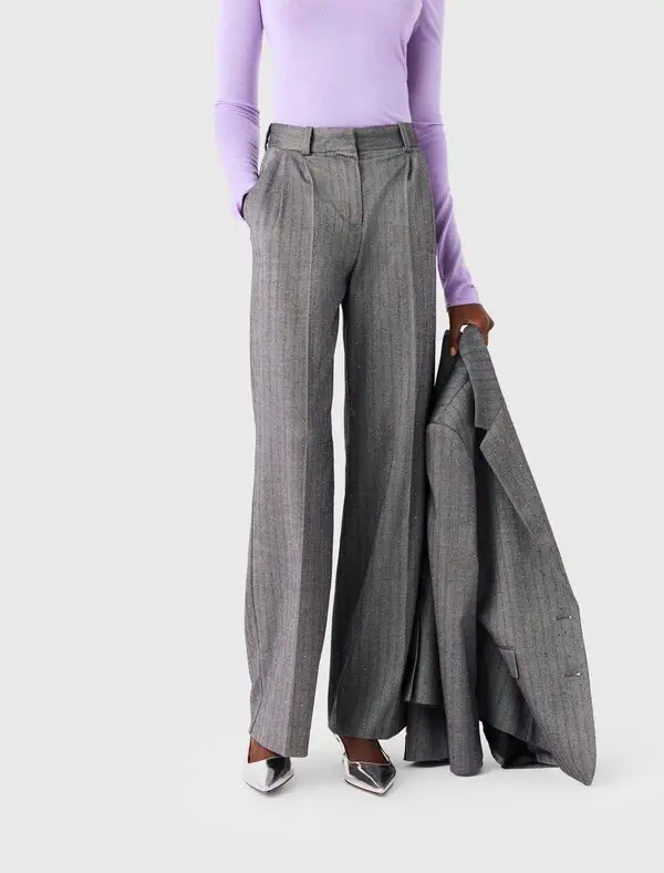 Maje Rhinestone Pinstripe Suit Trousers