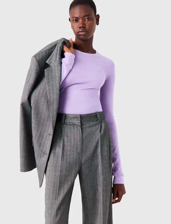 Maje Rhinestone Pinstripe Suit Trousers