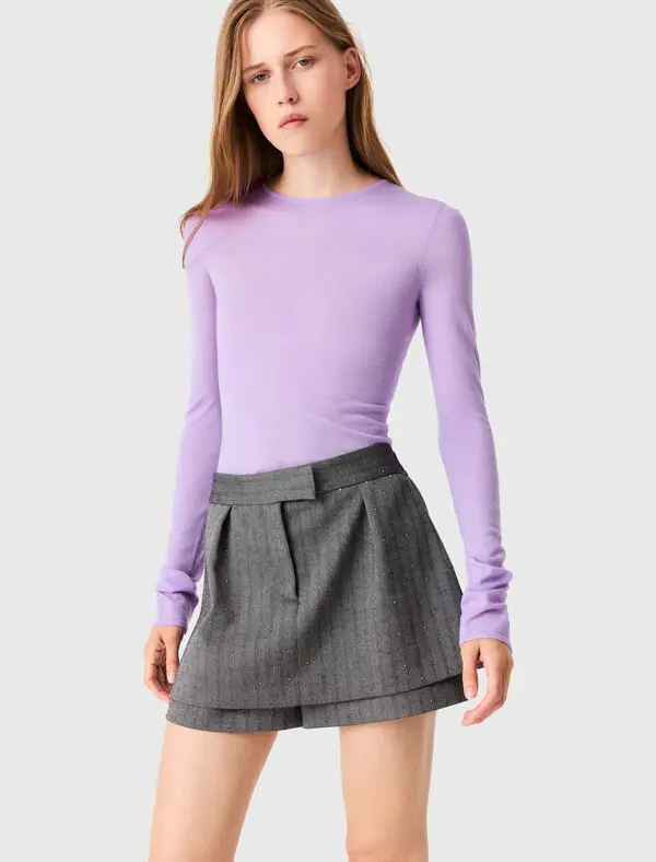 Maje Rhinestone Embellished Tailored Skort