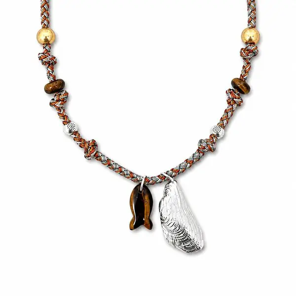ORMIRO Maui Tiger Eye Fish Cord Necklace