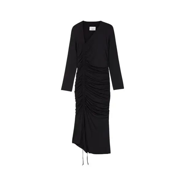 DĀL THE LABEL Modal Ruched Asymmetric Midi Dress
