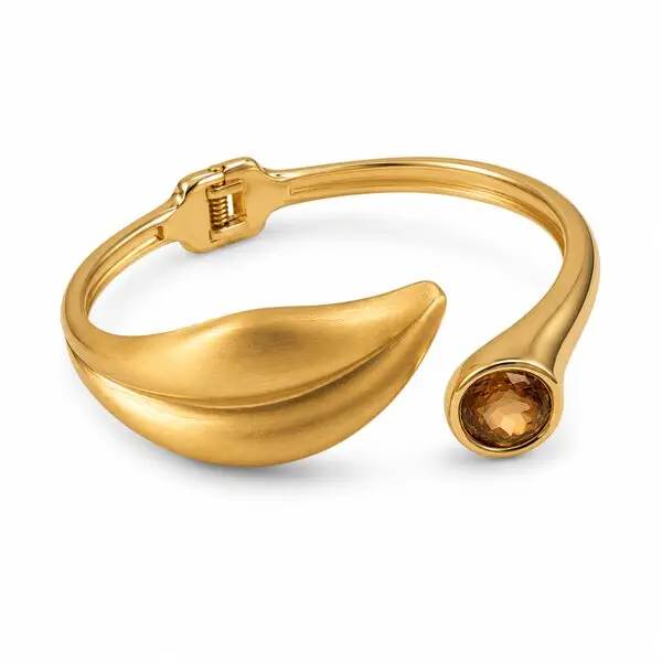 BY OZGE Gold / Yellow Amber Drop Gold Plated Cuff Bracelet Gold