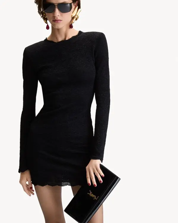 Saint Laurent Kate Clutch In Patent Leather - Black