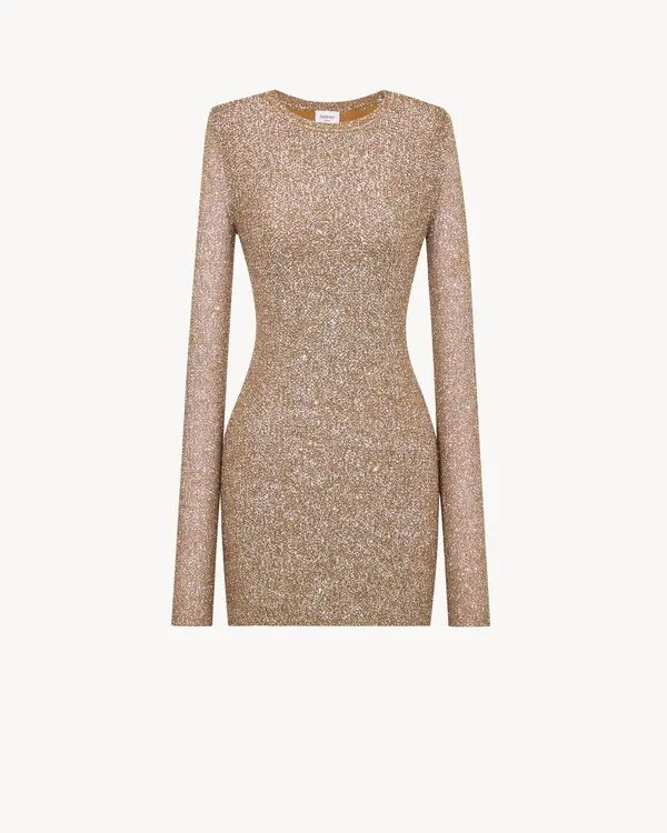 Saint Laurent Sequin Mini Dress In Knit