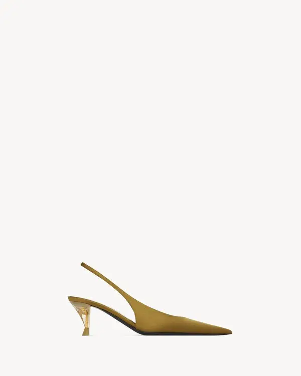 Saint Laurent Satin Crepe Fanny Slingback Pumps - Cuba Gold