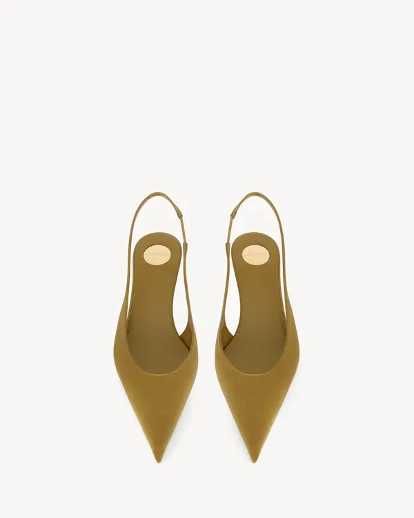 Saint Laurent Satin Crepe Fanny Slingback Pumps - Cuba Gold