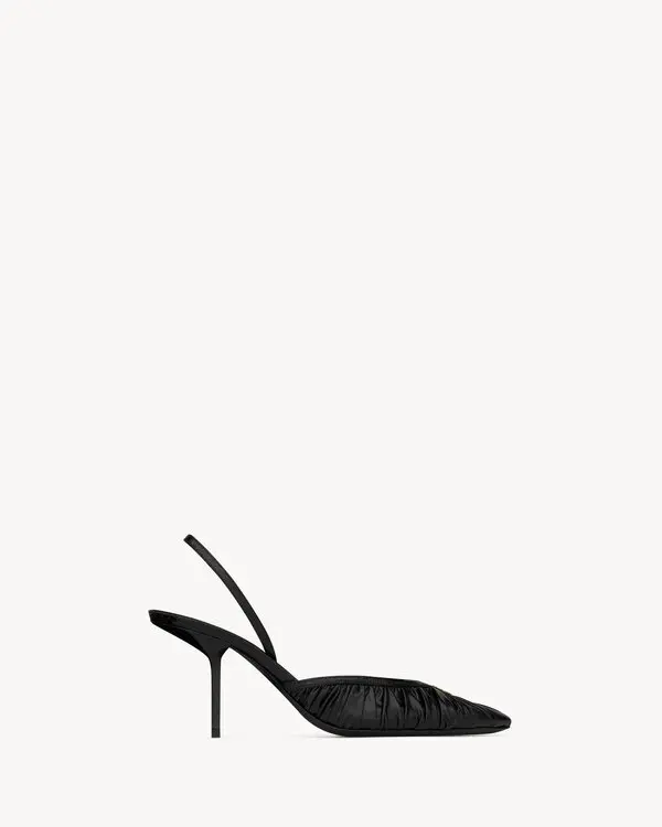 Saint Laurent Folie Slingback Pumps In Smooth Leather And Faux-python