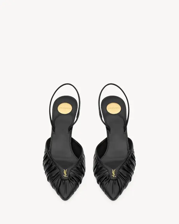 Saint Laurent Folie Slingback Pumps In Smooth Leather And Faux-python