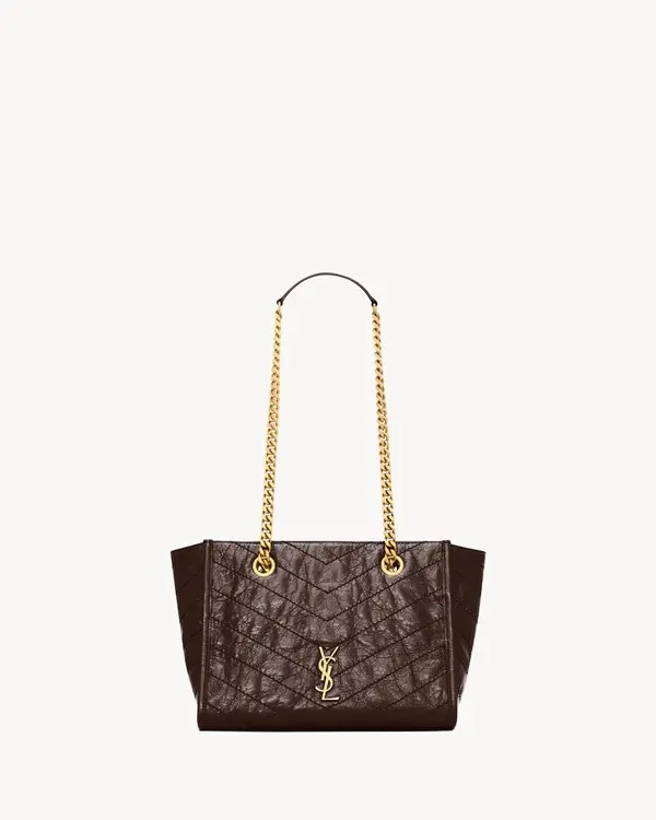 Saint Laurent Niki Small Shopping In Vintage Leather - Arabica