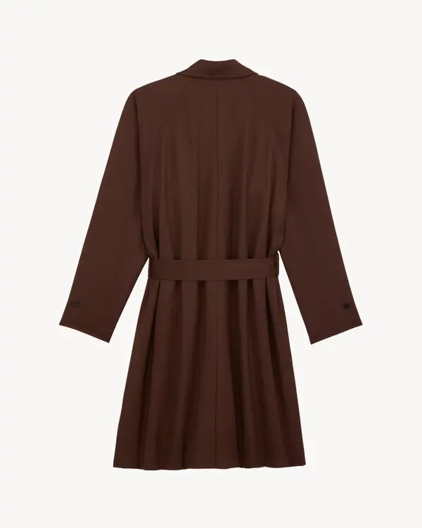 Saint Laurent Trench Coat In Wool Gabardine