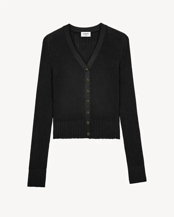 Saint Laurent Ribbed Knit Cardigan