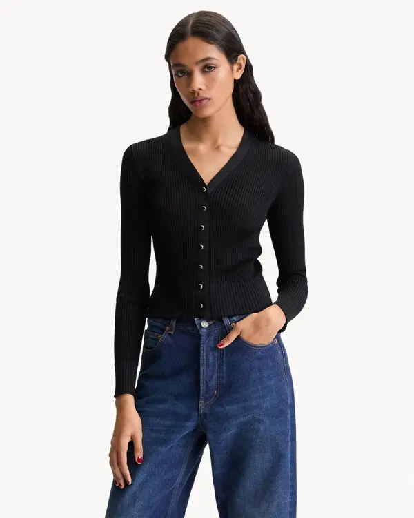 Saint Laurent Ribbed Knit Cardigan