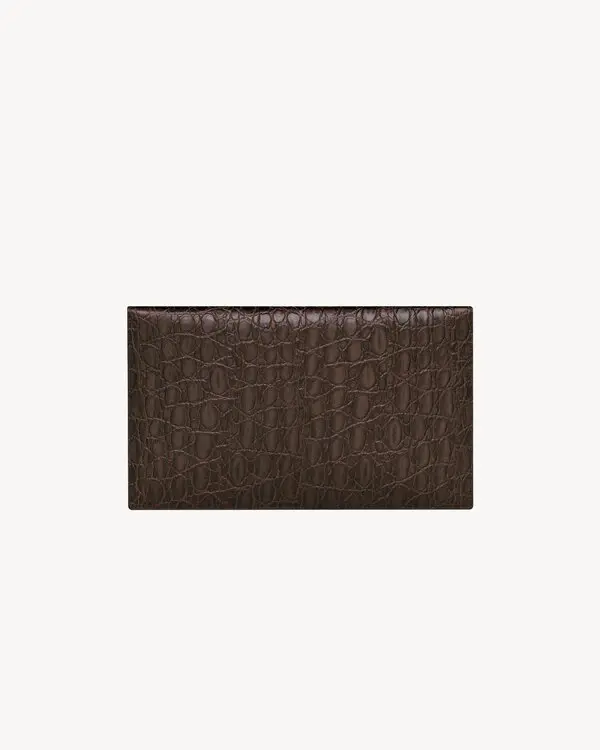 Saint Laurent Pouch In Crocodile-embossed Leather