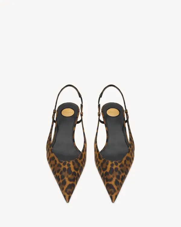 Saint Laurent Secret Slingback Pumps In Print Grosgrain - Leopard