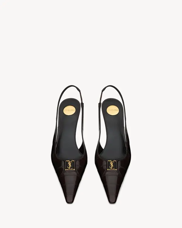 Saint Laurent Babylone Breteuil Slingback Pumps In Hagfish