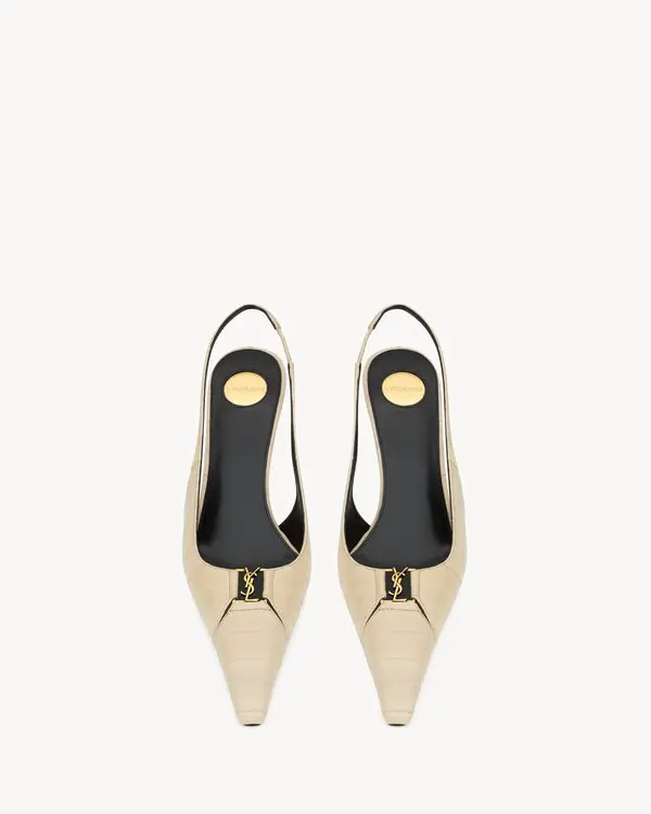 Saint Laurent Babylone Breteuil Slingback Pumps In Hagfish