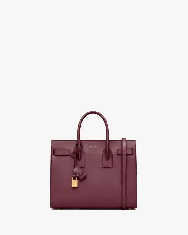 Saint Laurent Sac De Jour In Smooth Leather - Rouge Cabernet