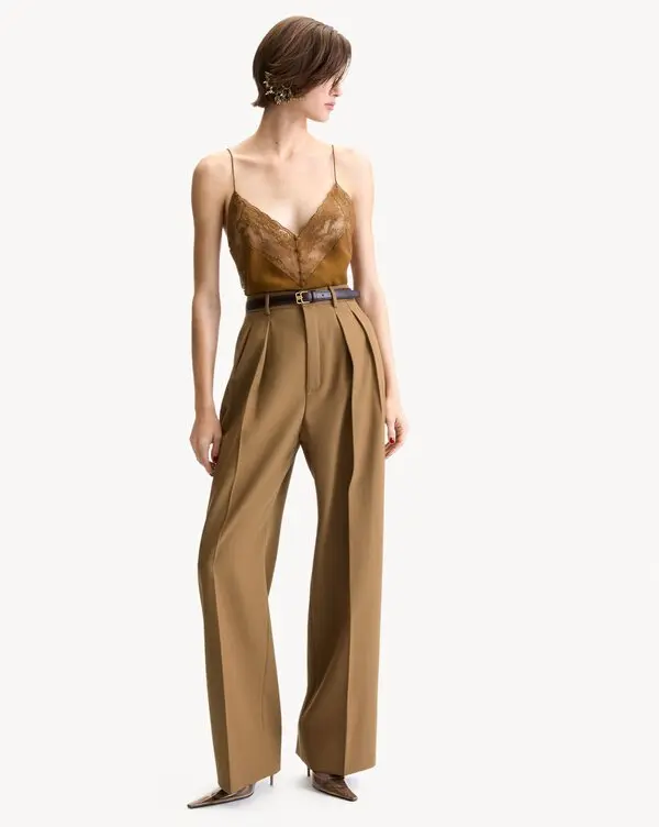 Saint Laurent Silk Crepe De Chine Laced Camisole