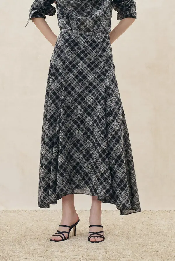 Fabrique Plaid Panel Skirt