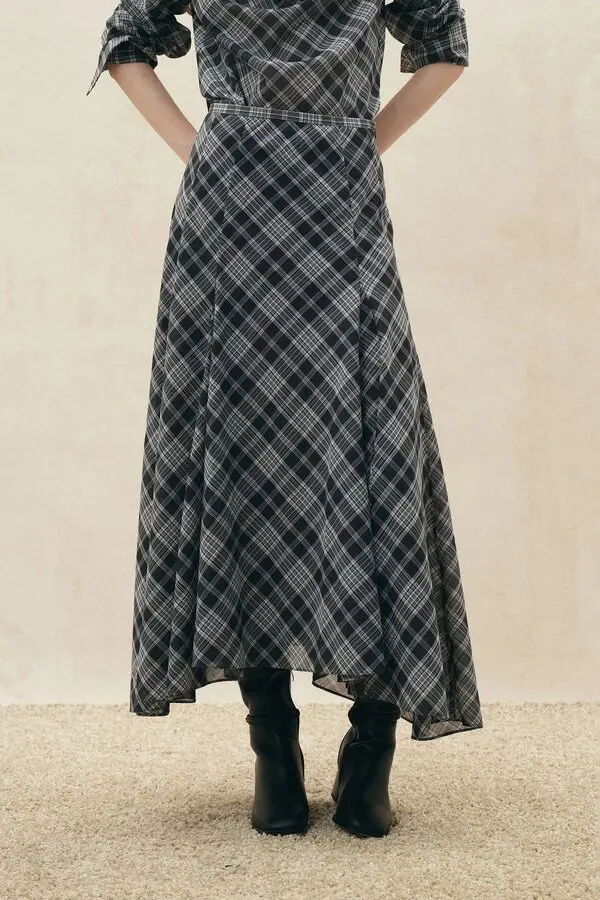 Fabrique Plaid Panel Skirt