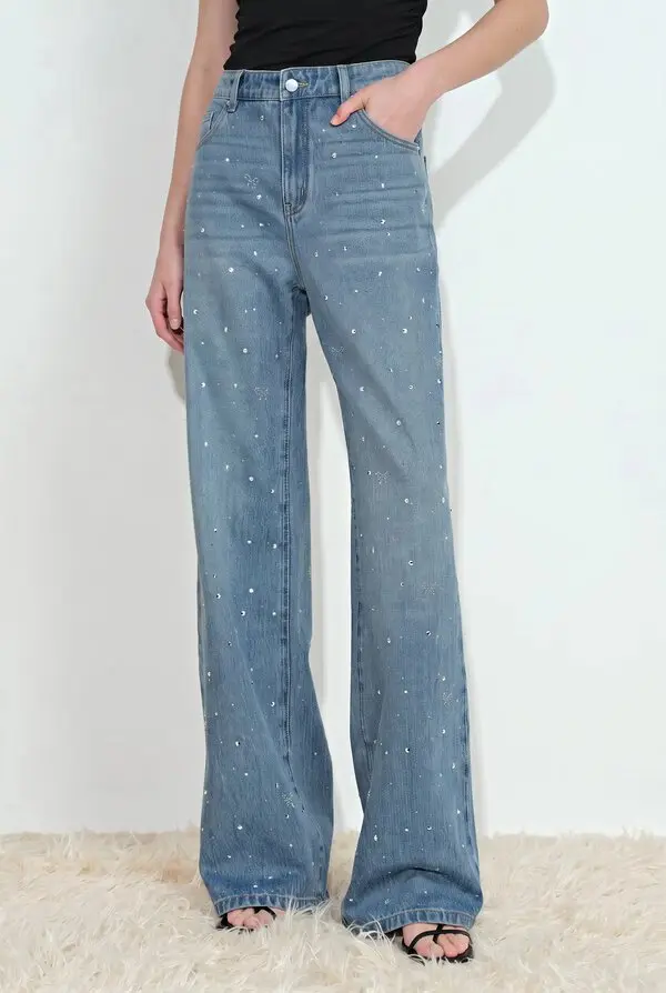 Fabrique Harper Bow Embellished Cotton Denim Jeans