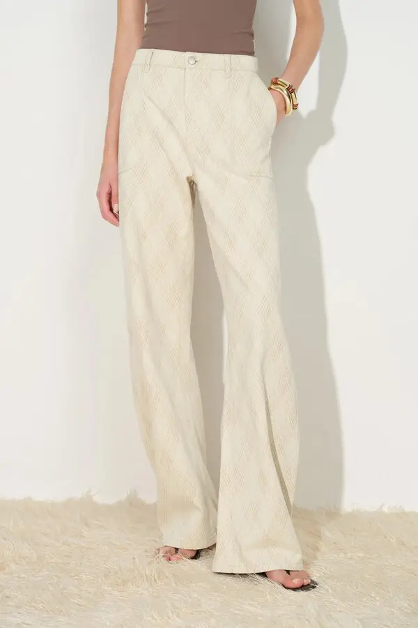 Fabrique Thalia Argyle Barrel Leg Jeans In Jacquard Denim