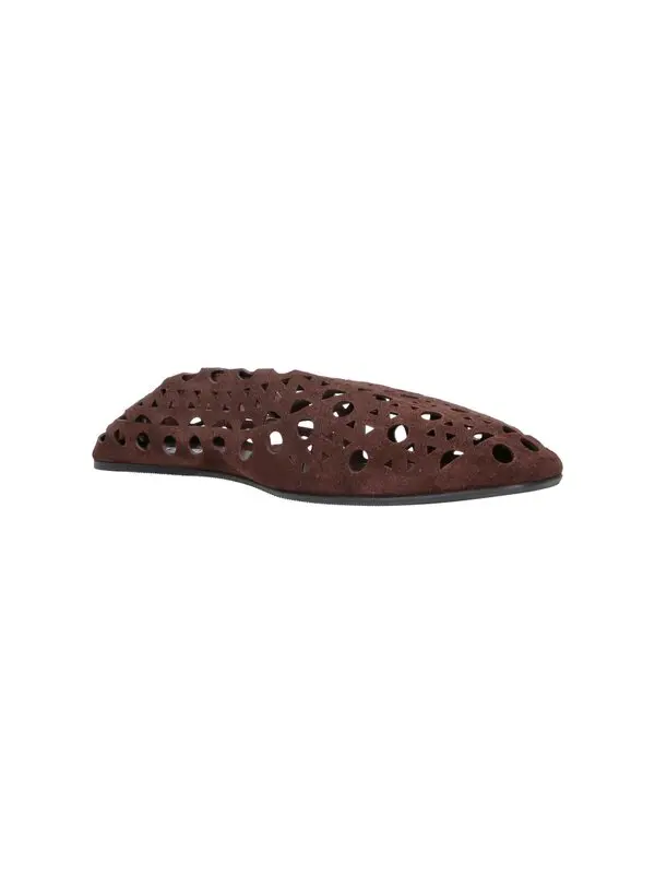 Alaïa Vienne Perforated Suede Flats - Brown