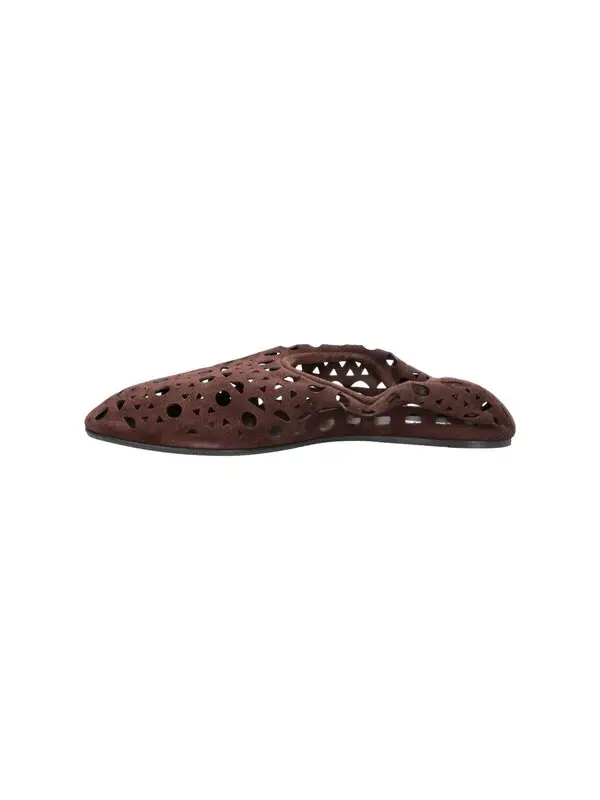Alaïa Vienne Perforated Suede Flats - Brown