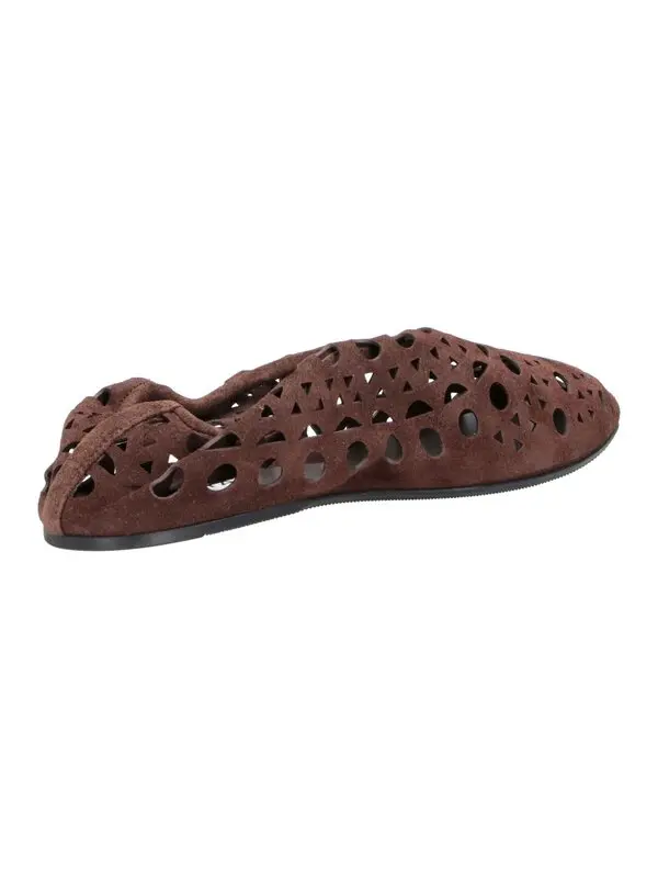 Alaïa Vienne Perforated Suede Flats - Brown
