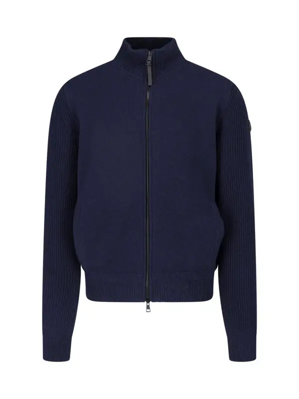 Moncler Cardigan In Virgin Wool And Cashmere - Blue