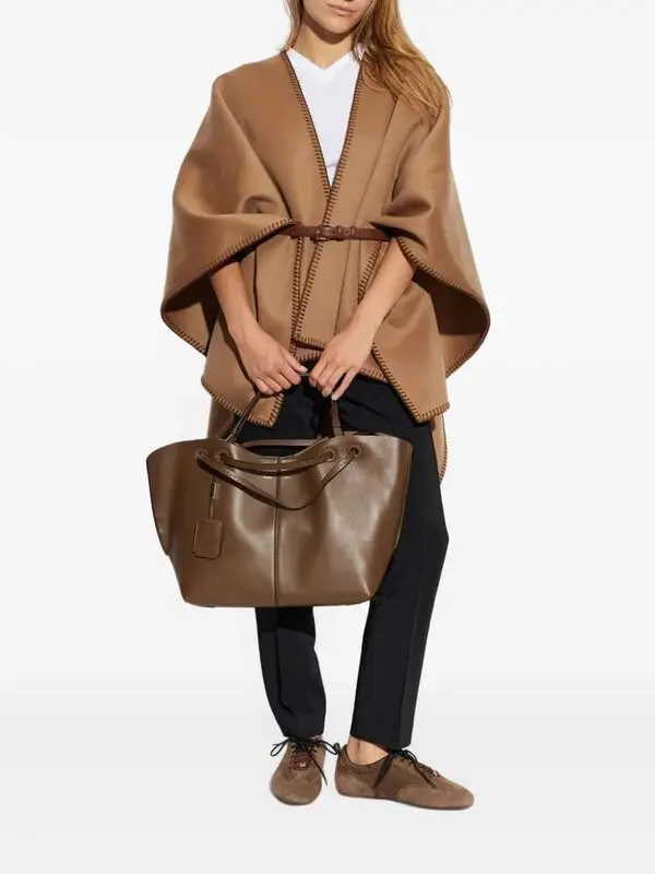 Max Mara Belted Wool Poncho - Brown