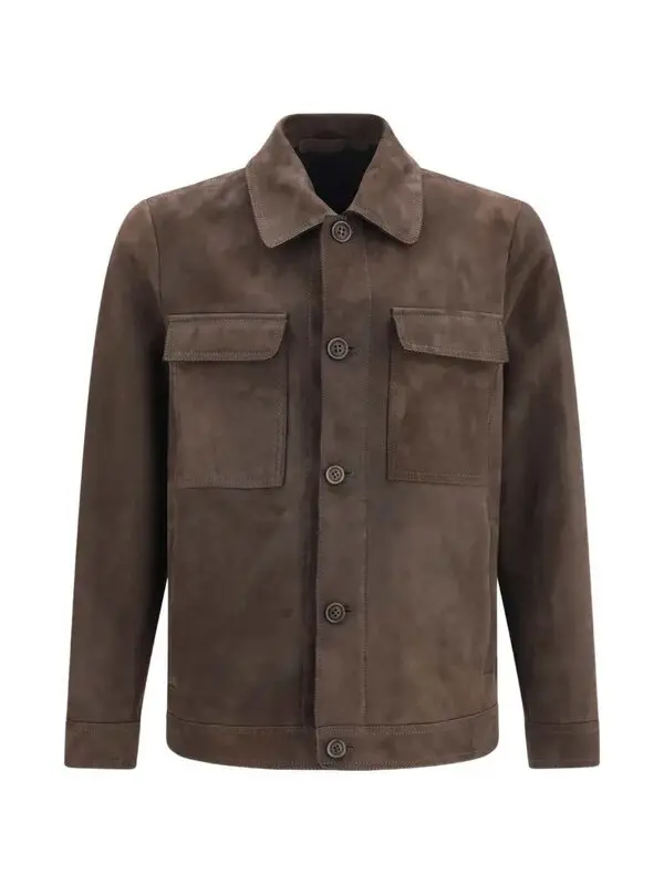 SALVATORE SANTORO Button-front Suede Jacket