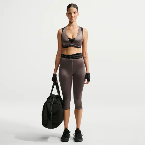 Nike Skims Satin Shine High-waisted 17" Leggings With Drawcord - Brown